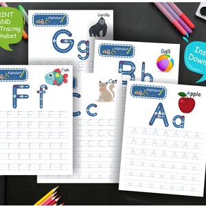 Tracing Letters A-Z 26 Upper & Lowercase Alphabet Letter - Etsy