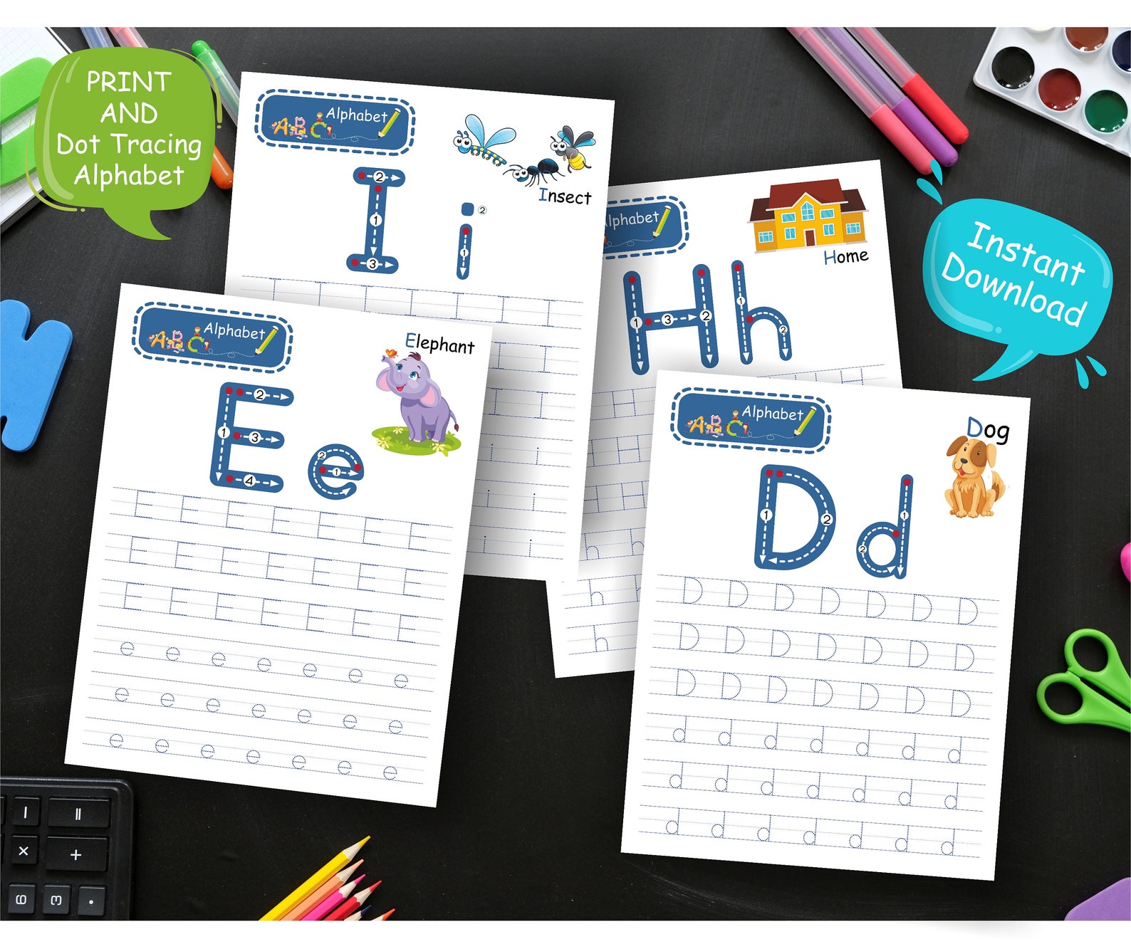 Tracing Letters A-Z 26 Upper & Lowercase Alphabet Letter - Etsy