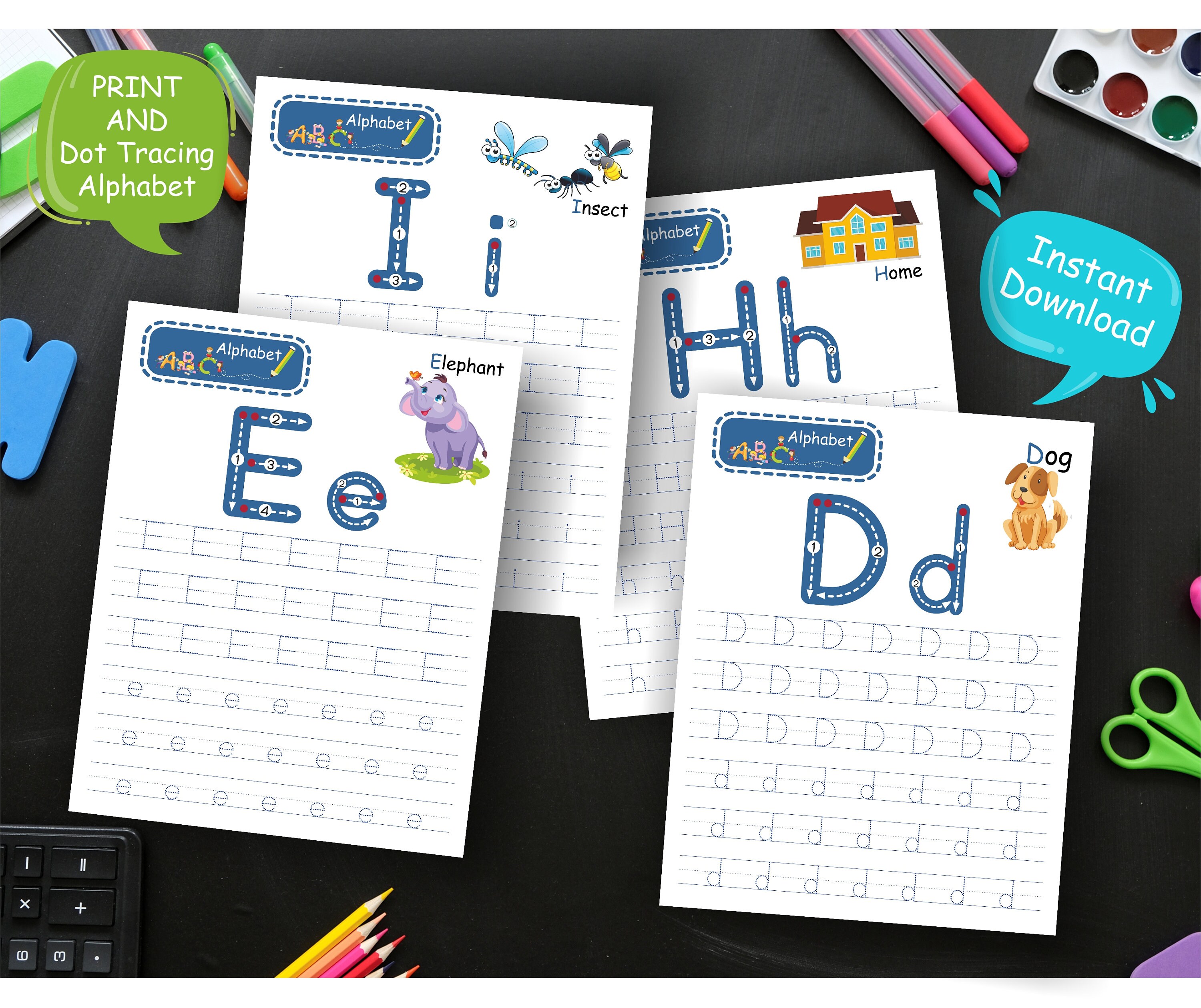 Tracing Letters A-Z 26 Upper & Lowercase Alphabet Letter - Etsy