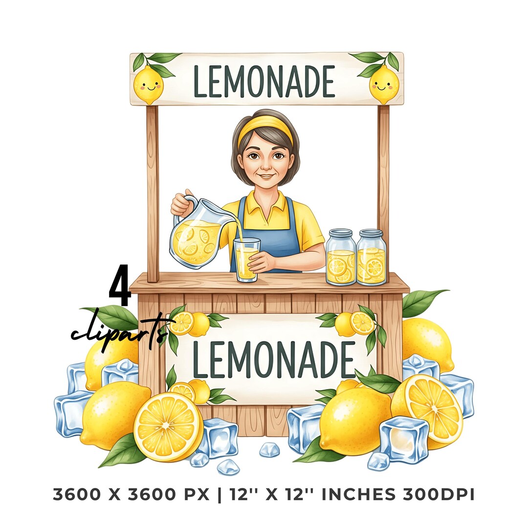 Lemonade Worker PNG Clipart | Watercolor Lemonade Person, Behind a ...