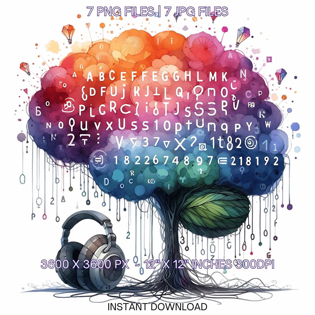 Engineer Brain Clipart: Programming Mind With Headphones (digital ...