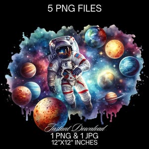 Astronaut in Space Clipart PNG | 5 Outer Space Planets Astronaut PNG ...