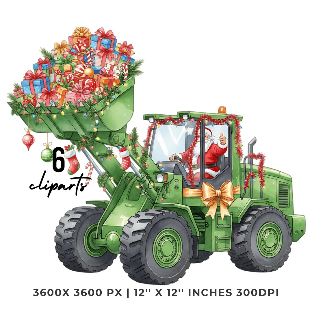 Heavy-duty Holiday Christmas Loader Clipart - Santa & Gift-hauling ...