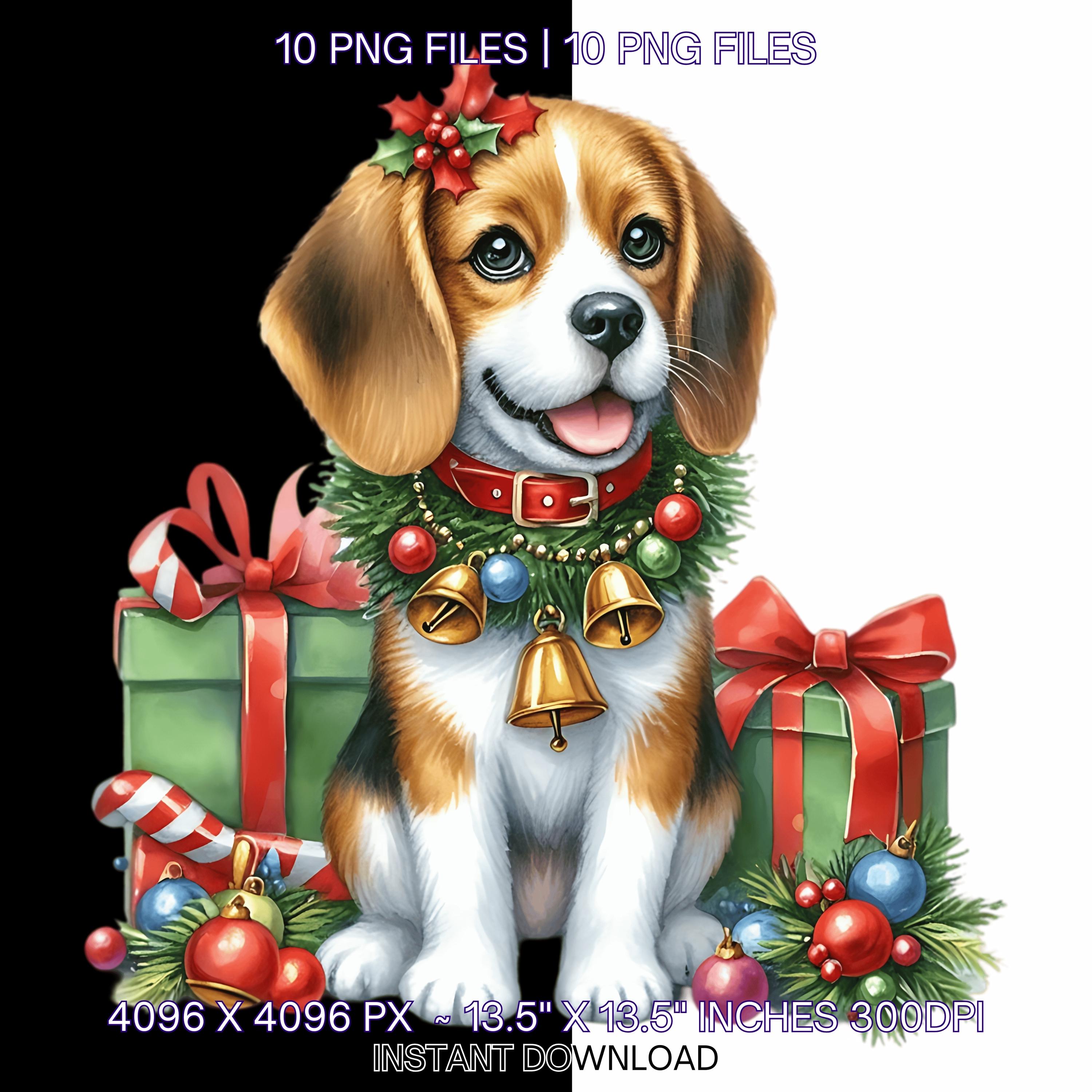 10 Cute Christmas Beagle PNG Sublimation Design | Beagle Dog PNG ...