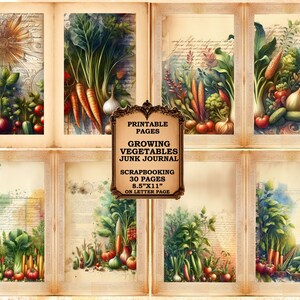 Growing Vegetables Junk Journal Printable Pages 30 Gardening ...
