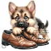 Funny Dog Chewing Shoe Clipart - German Shepherd Puppy (PNG) - Etsy Canada
