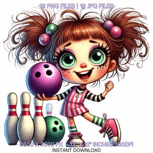 19 Crazy Quirky Girl Bowling Day PNG Clipart | Funny Bowling Ball Lady ...