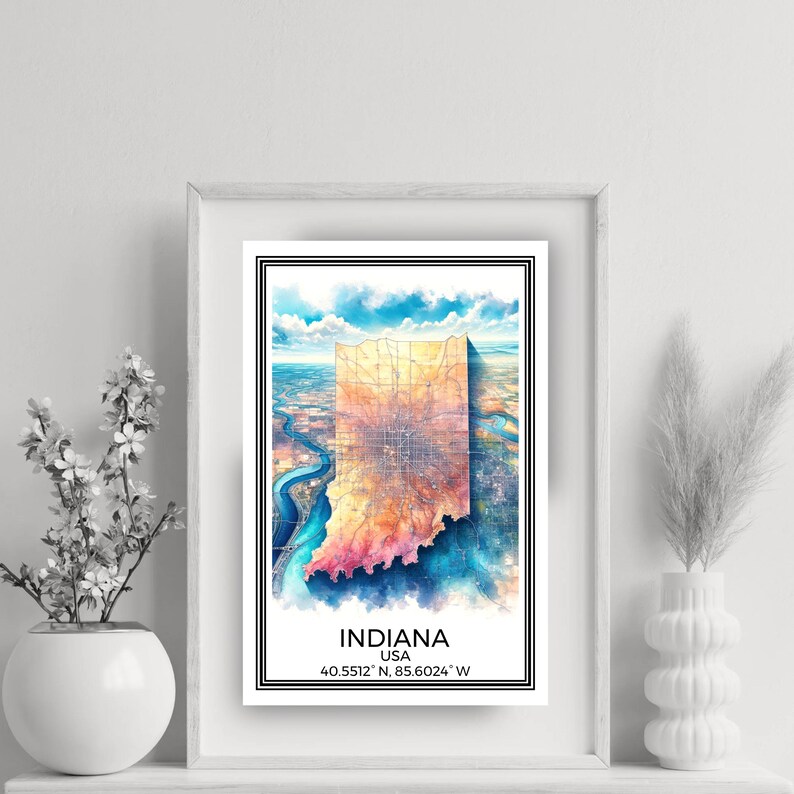 Indiana Map Print IN MAP State Map Art USA United States Map Art Poster ...