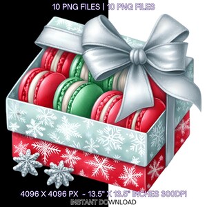 10 Christmas Macaron Clipart | Macaroon Cookie | Noel Holiday Themed ...