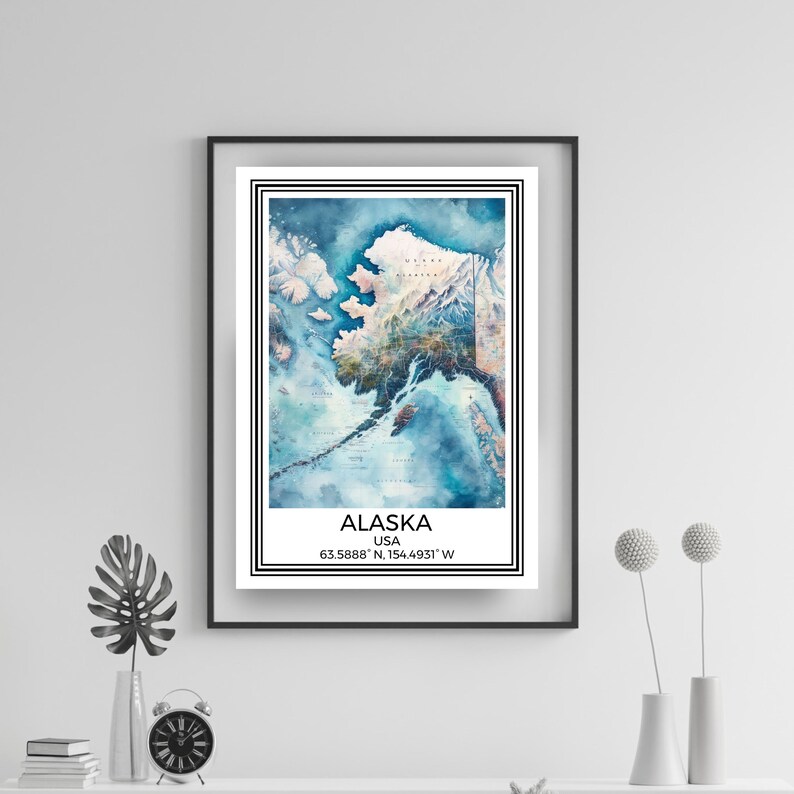 Alaska Map Print AK MAP State Map Art USA United States Map Art Poster ...
