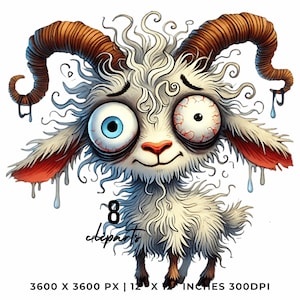 8 Cute Frazzled Quirky Crazy Goat With Messy Hair and a Crazy Smile ...