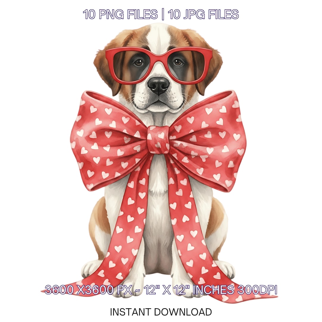 Valentine Saint Bernard PNG Clipart, Puppy Love Art (digital Download ...