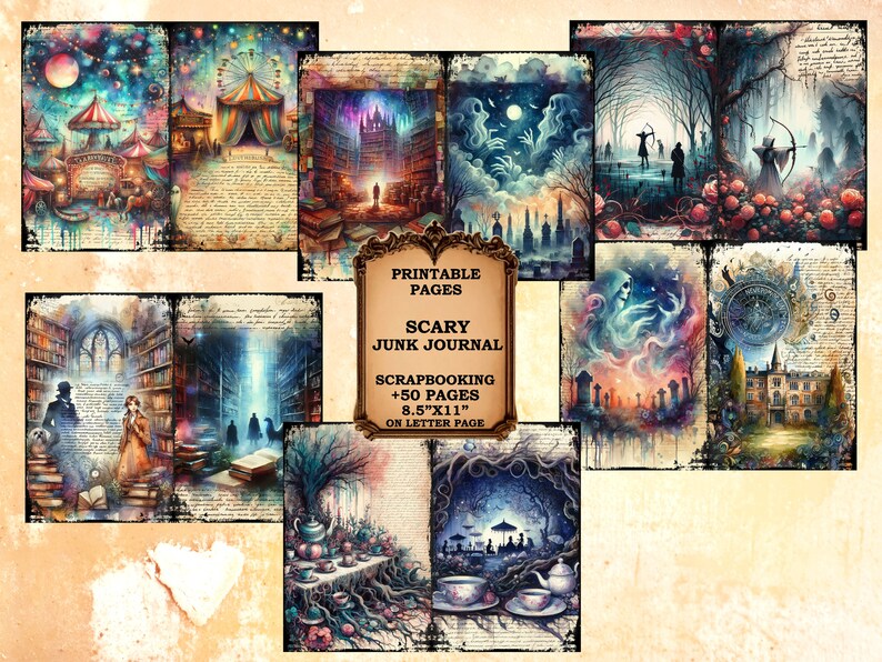 Printable Scary Scrapbook Pages Horror Junk Journal Kit Vampire ...