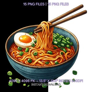 15 Watercolor Ramen Clipart Bundle Digital Asian Food Illustration PNG ...