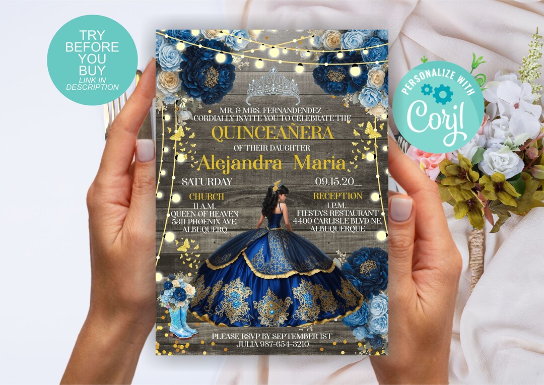 Rancho Quinceanera Invitation Royal Blue Quinceanera Party - Etsy UK