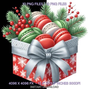 10 Christmas Macaron Clipart | Macaroon Cookie | Noel Holiday Themed ...
