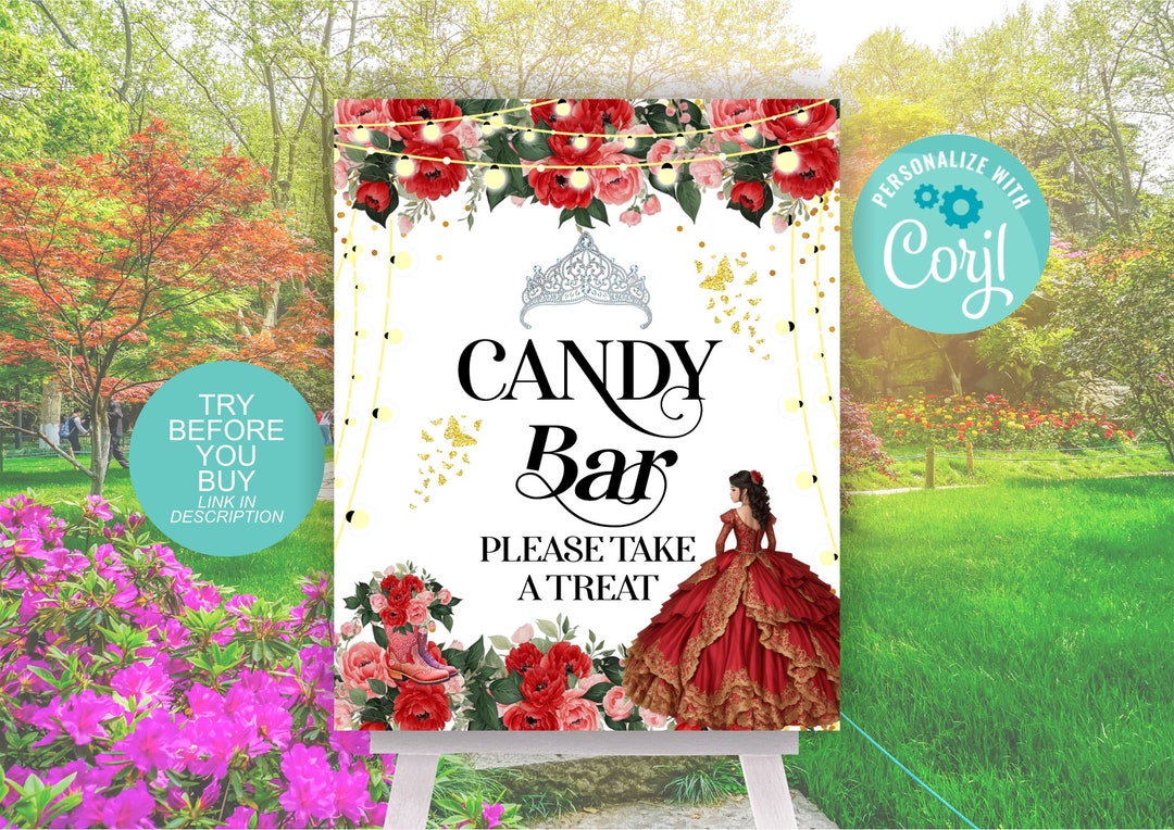 Quinceanera Candy Bar Sign Please Take a Treat Princess - Etsy