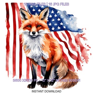 FOX Flag PNG | 16 Patriotic USA Red Fox Flag Clipart | Wildland Fox ...