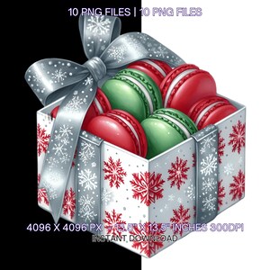 10 Christmas Macaron Clipart | Macaroon Cookie | Noel Holiday Themed ...