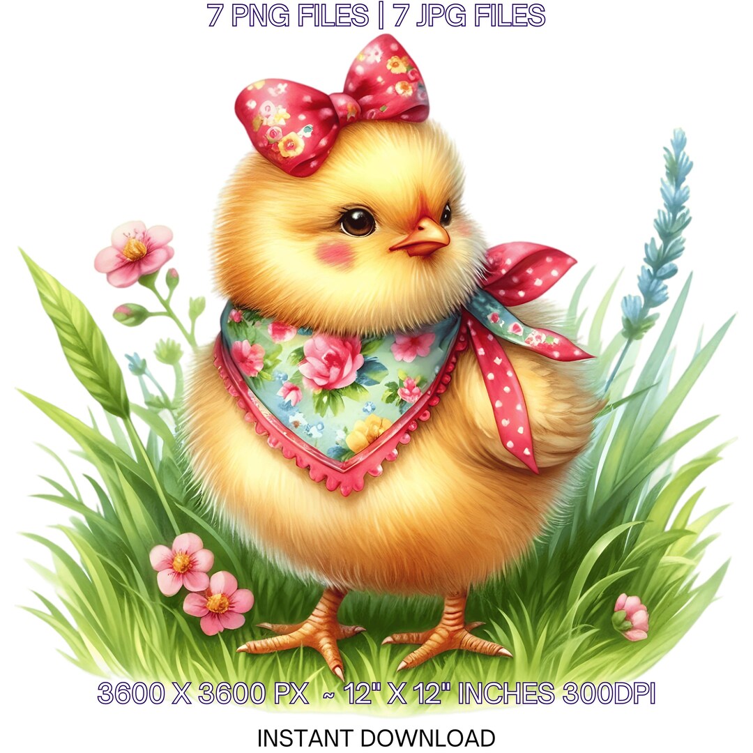 Spring Chick PNG Clipart: Watercolor Farm Animal Images (digital ...