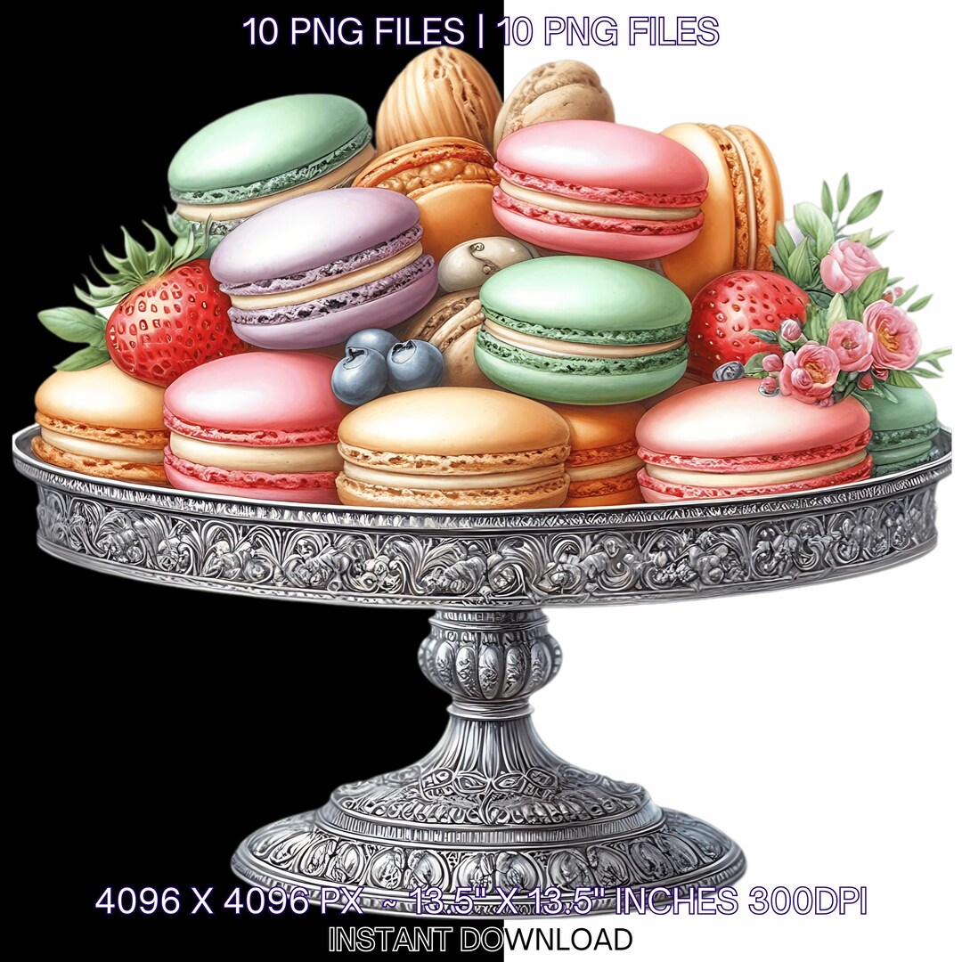 10 Vintage Macarons Clipart Bundle Macarons PNG French Macaron ...