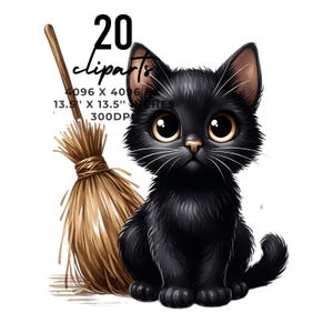 20 Halloween Black Cat Pumpkin Clipart | Halloween PNG Clip Art | Cute ...