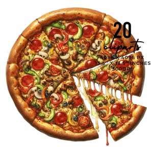 20 Slice Pizza Clipart PNG Pepperoni Pizza Clipart Fast Food Clipart ...