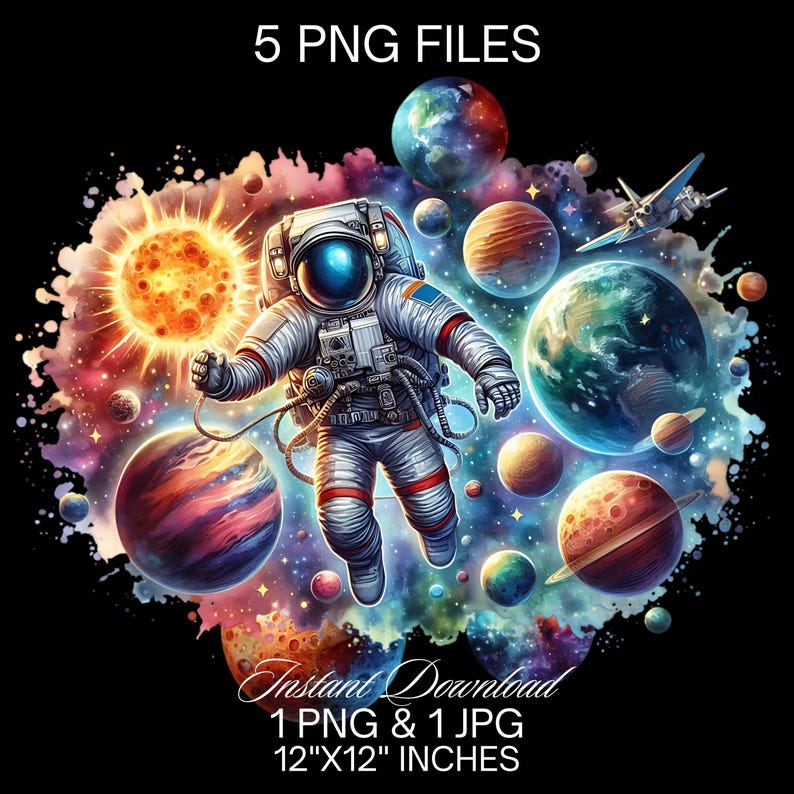 Astronaut in Space Clipart PNG 5 Outer Space Planets Astronaut PNG ...