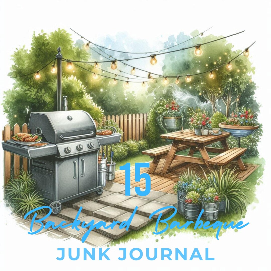 15 Backyard Barbeque Digital Paper Pack | Watercolor Summer-themed ...