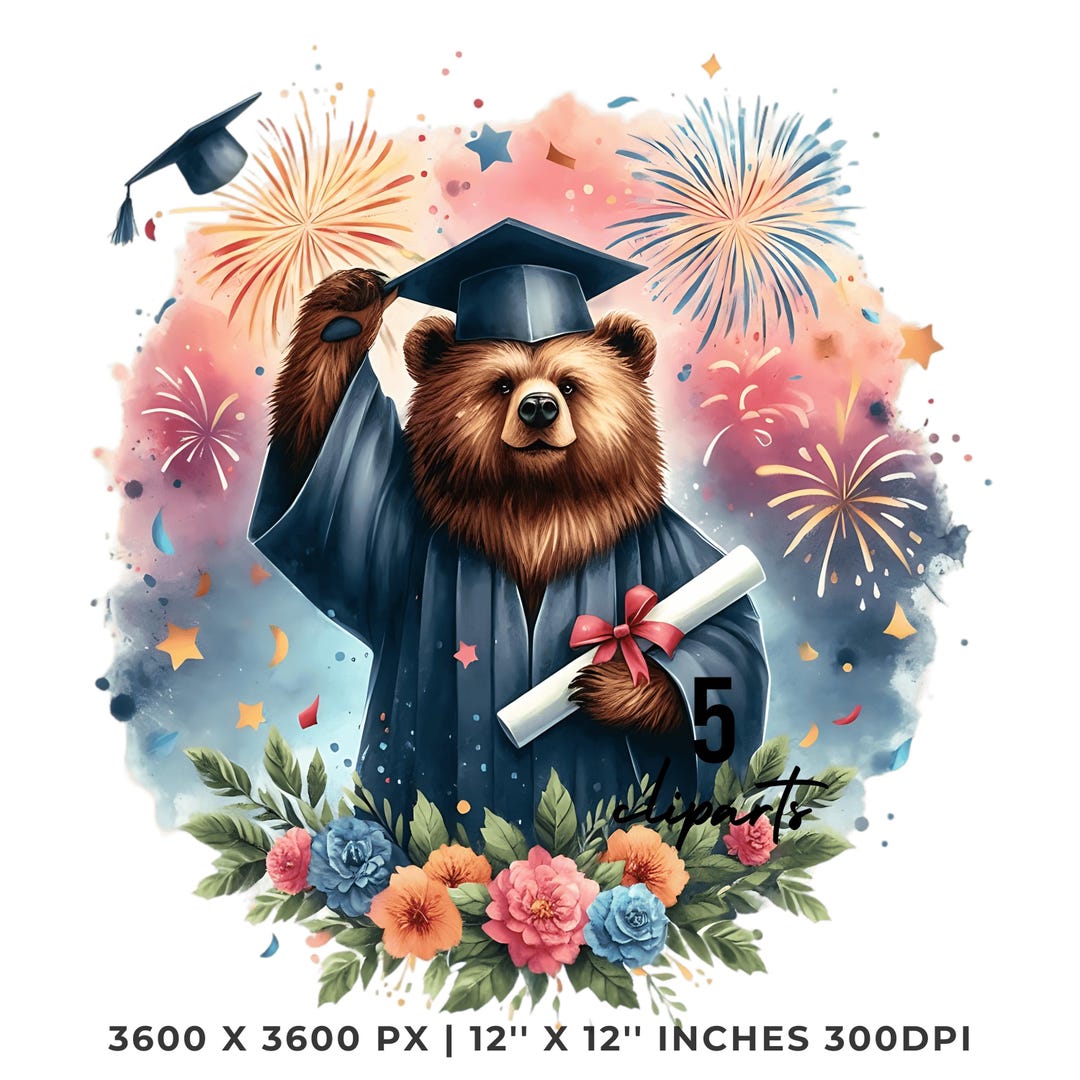 Kindergarten Graduation Bear Clipart: Diploma PNG JPG ( ) - Etsy