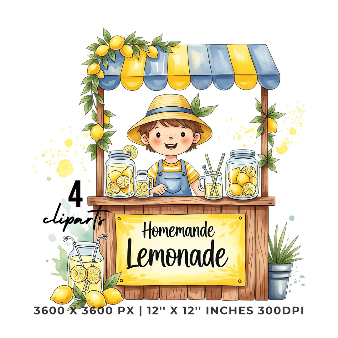 Lemonade Stand Clipart Bundle: Summer Drink Graphics (PNG, JPG, ) - Etsy