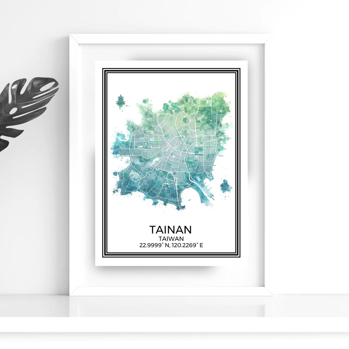 Tainan City Map Cities in Taiwan Travel Print Wall Art Maps Tainan ...
