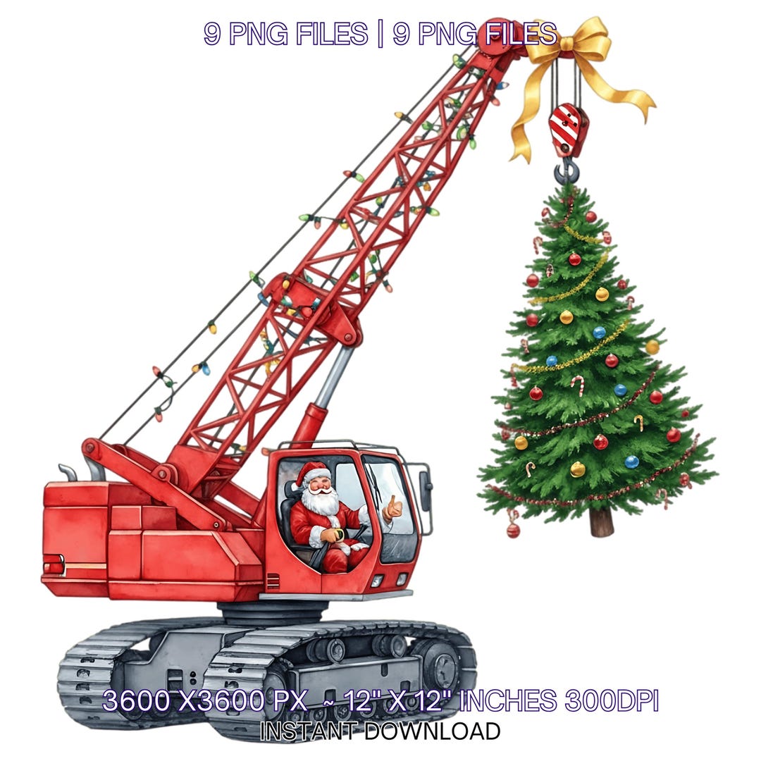 Heavy Haul Christmas Crane Clipart Bundle - Santa & Construction ...