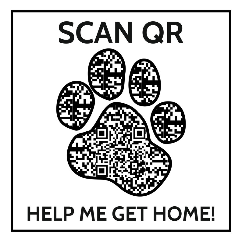 Pet QR Code Paw Dog Tags Canva Template / 3 Option Dog ID Tag / Custom ...