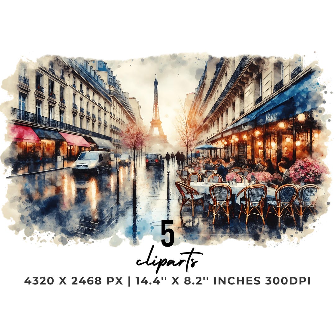 Rainfall Clipart PNG: Paris Cafe Scene (digital Download) - Etsy