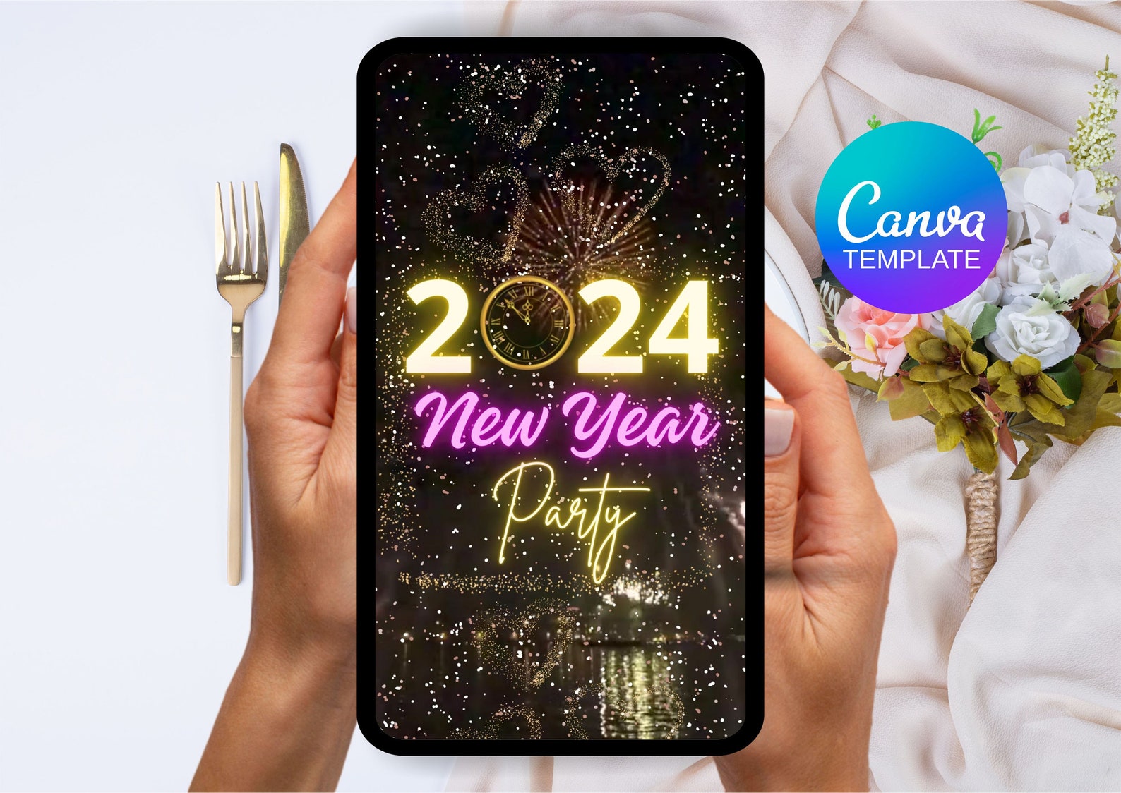 Editable New Years Electronic Invitation Template Digital Evite Card ...