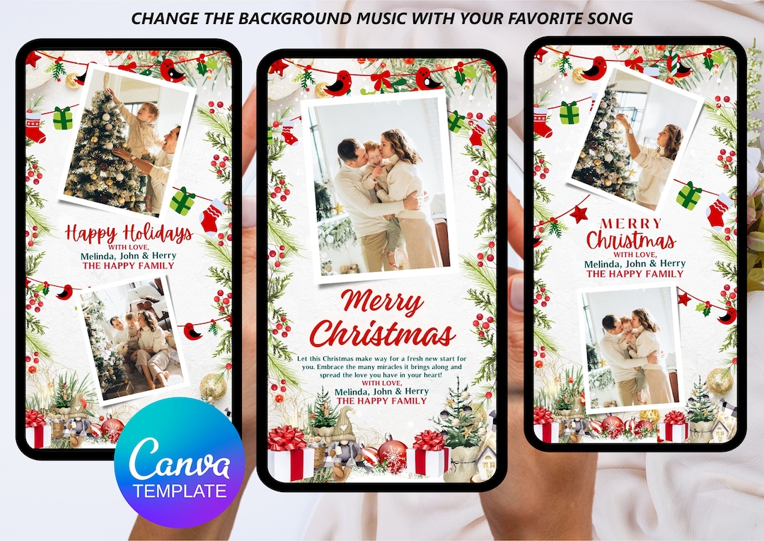 Electronic Christmas Card With Photo for Wishes Happy Holidays Digital ...