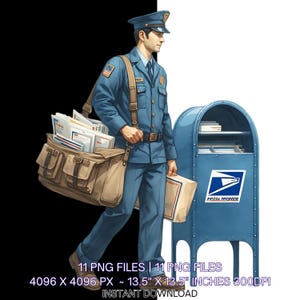 Watercolor Postal Worker Clipart: Mailman PNG Art (digital Download) - Etsy