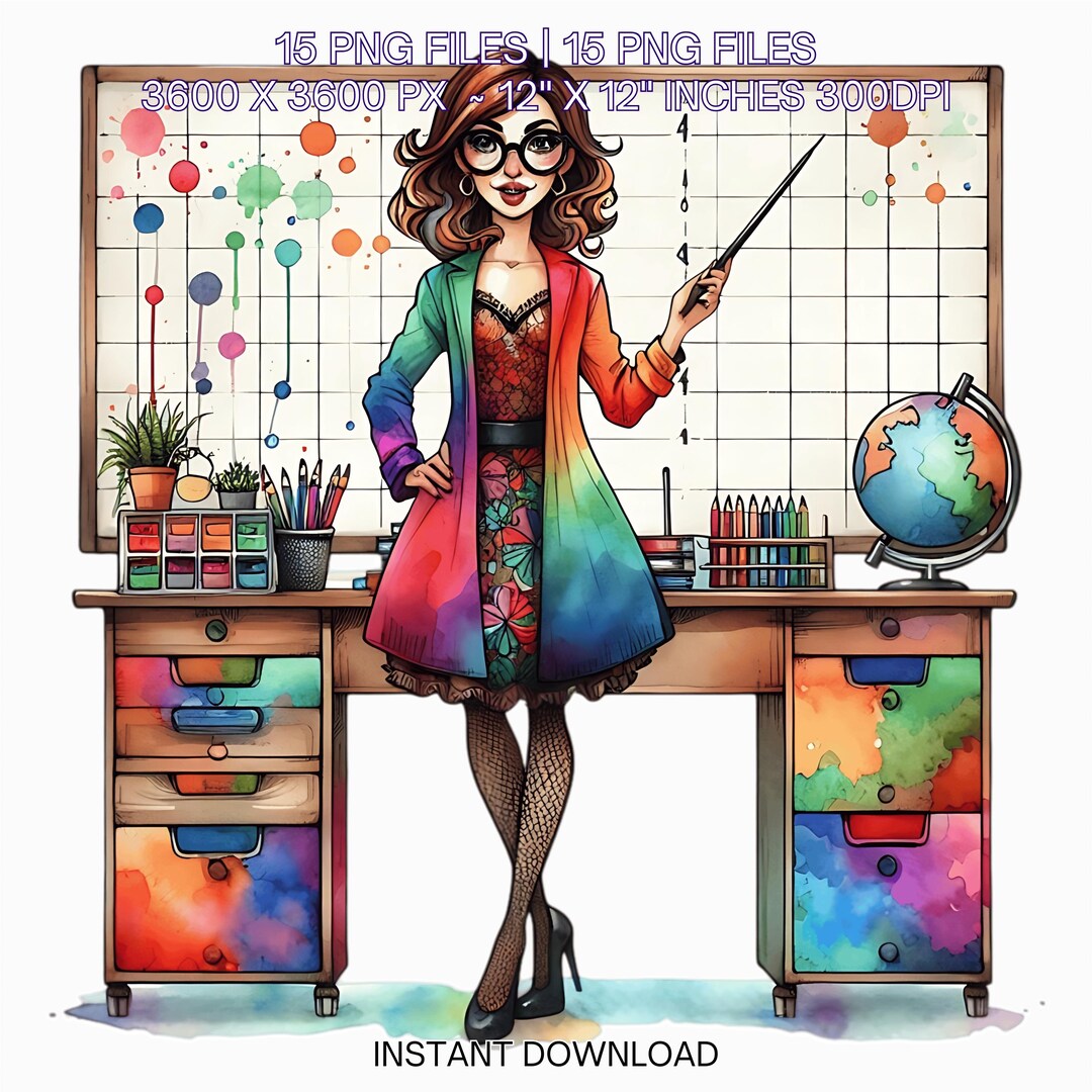 14 Clip Art of Teacher Teaching | Quirky Teacher Clip Art PNG ...