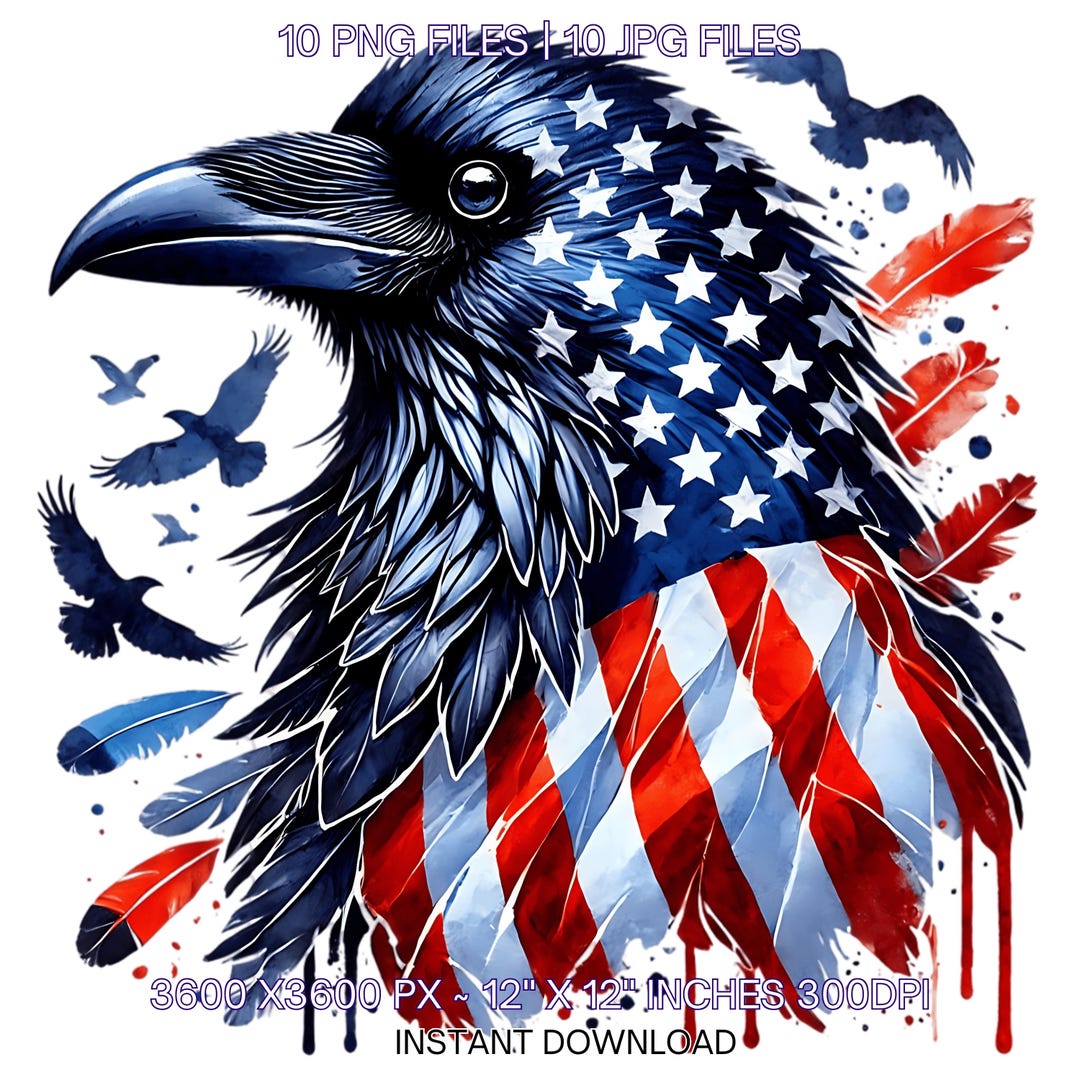 RAVEN Flag PNG | 10 Patriotic USA Crow Flag Clipart | Bird Raven ...