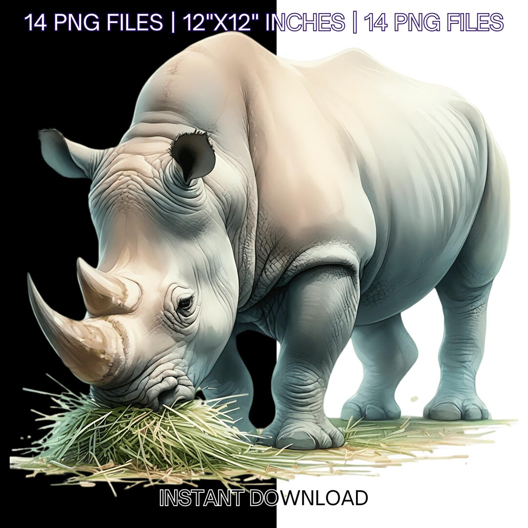 Watercolor Rhino Clipart | Printable Rhinoceros Art (digital Download ...