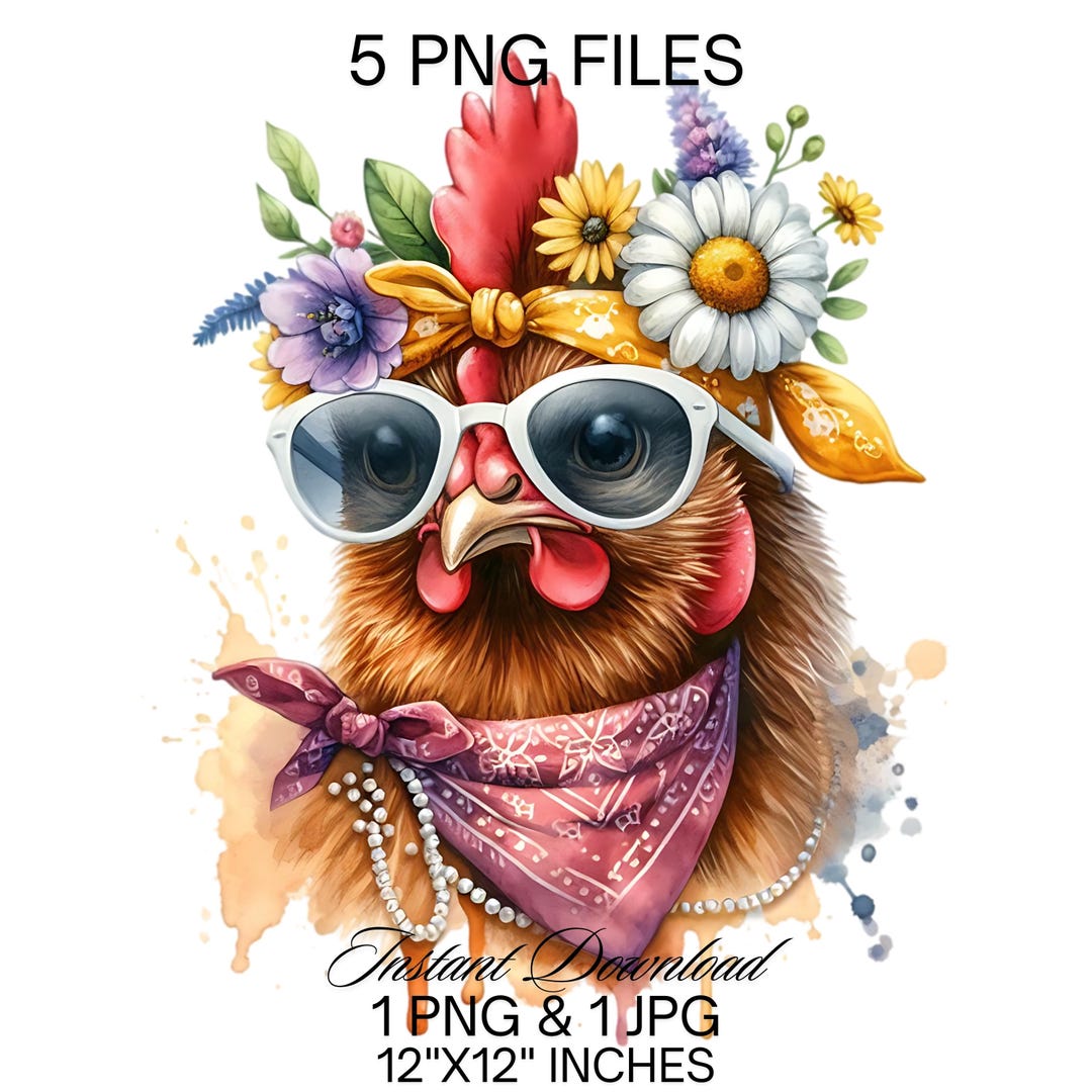 Funny Crazy Chicken PNG Clipart | Cute Speckled Hen Sublimation | Farm ...