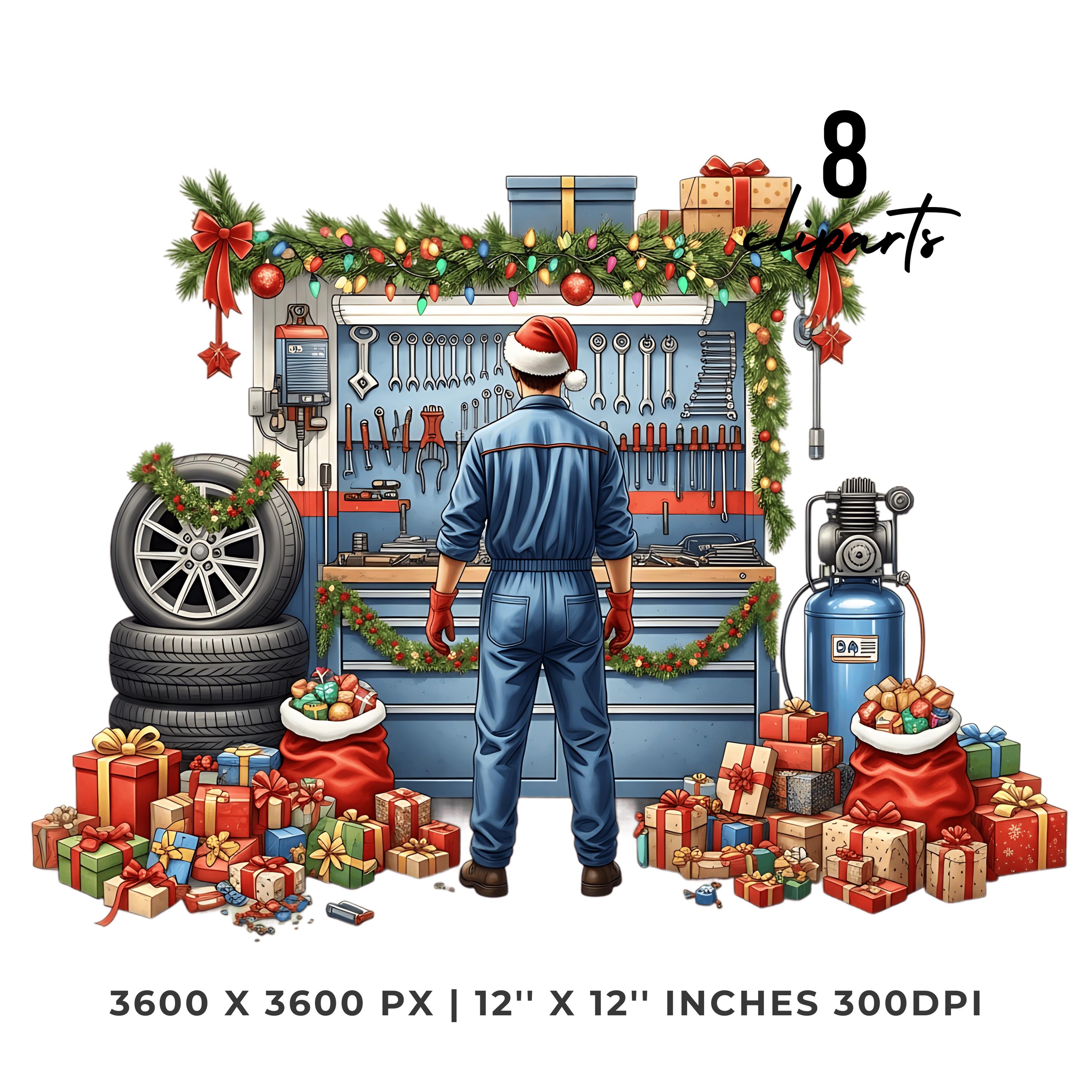 Christmas Mechanic Clipart Bundle – Festive Garage Art (PNG & JPG) - Etsy