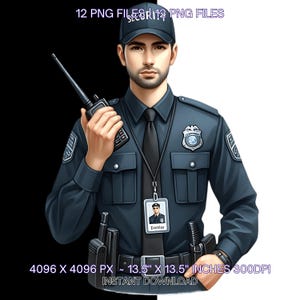 12 Security Guard PNG | Security Guard | Aesthetic Watercolor Male ...