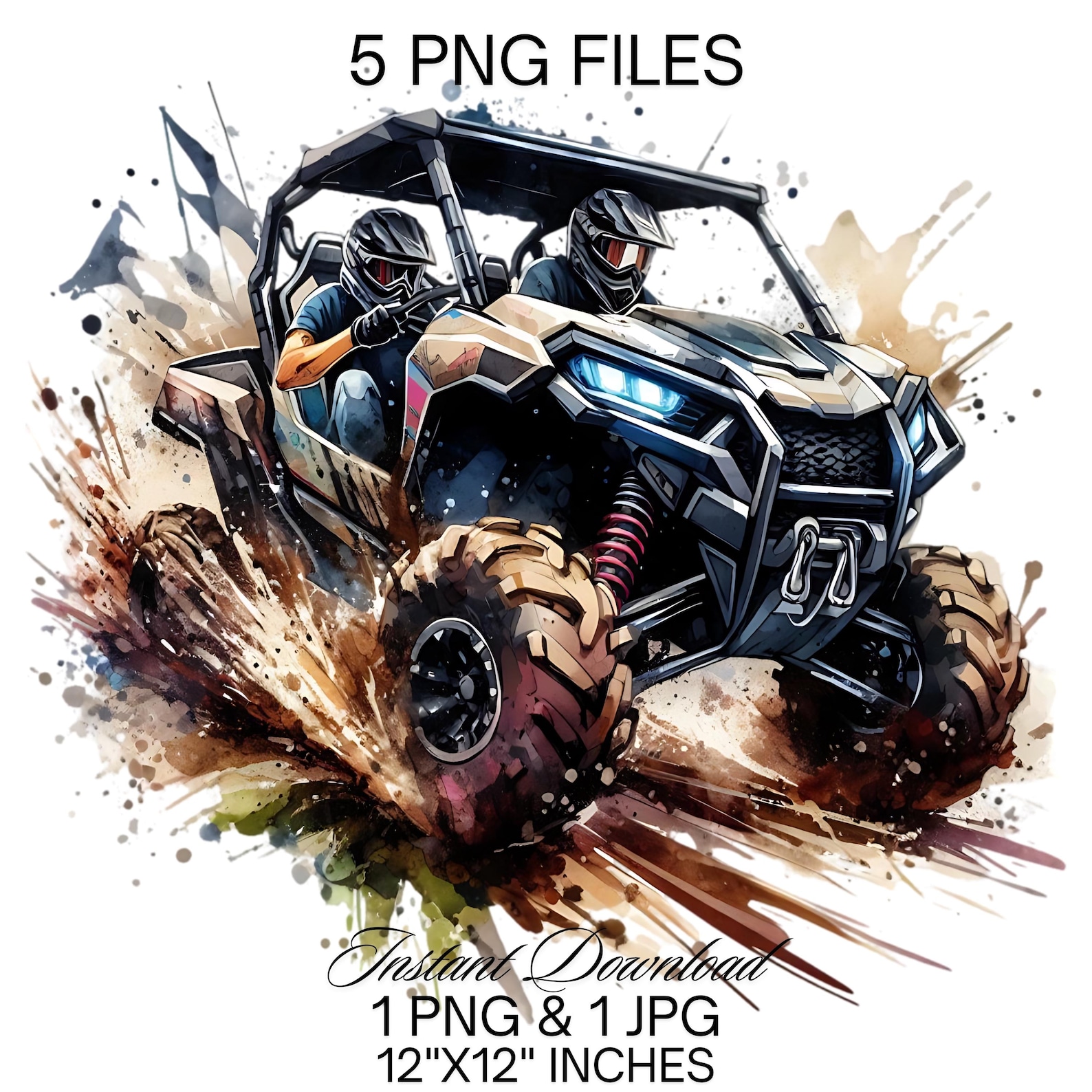 UTV Watercolor Clipart: Off-road Vehicle PNG, ATV Illustration (digital ...