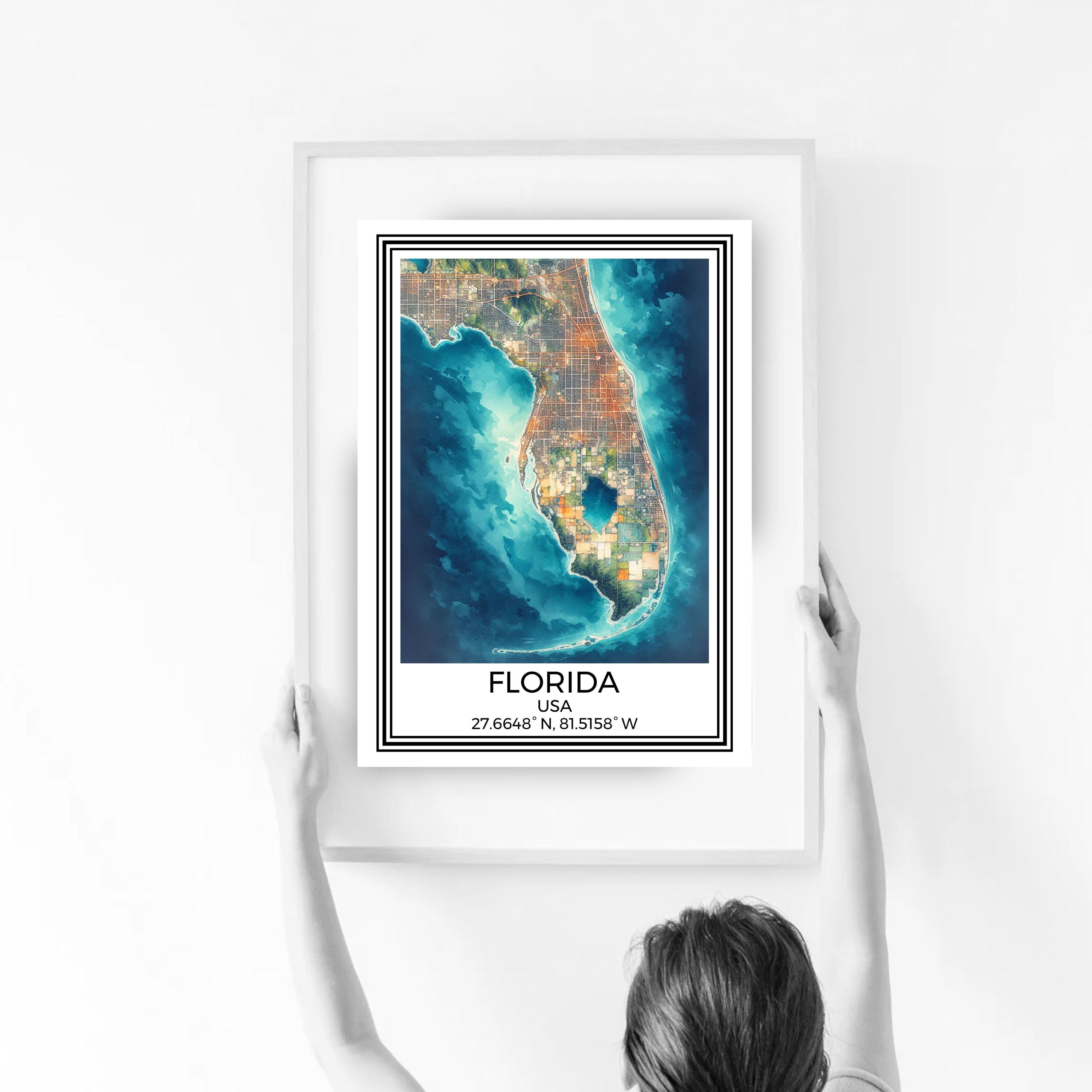 Florida Map Print FL MAP State Map Art USA United States Map Art Poster ...