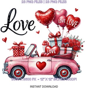 23 Valentine Convertible Car PNG Clipart | Watercolor Open-air CAR for ...