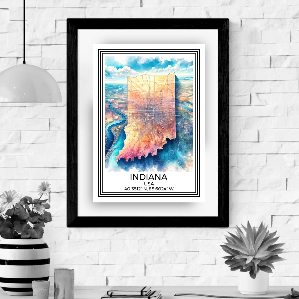 Indiana Map Print IN MAP State Map Art USA United States Map Art Poster ...