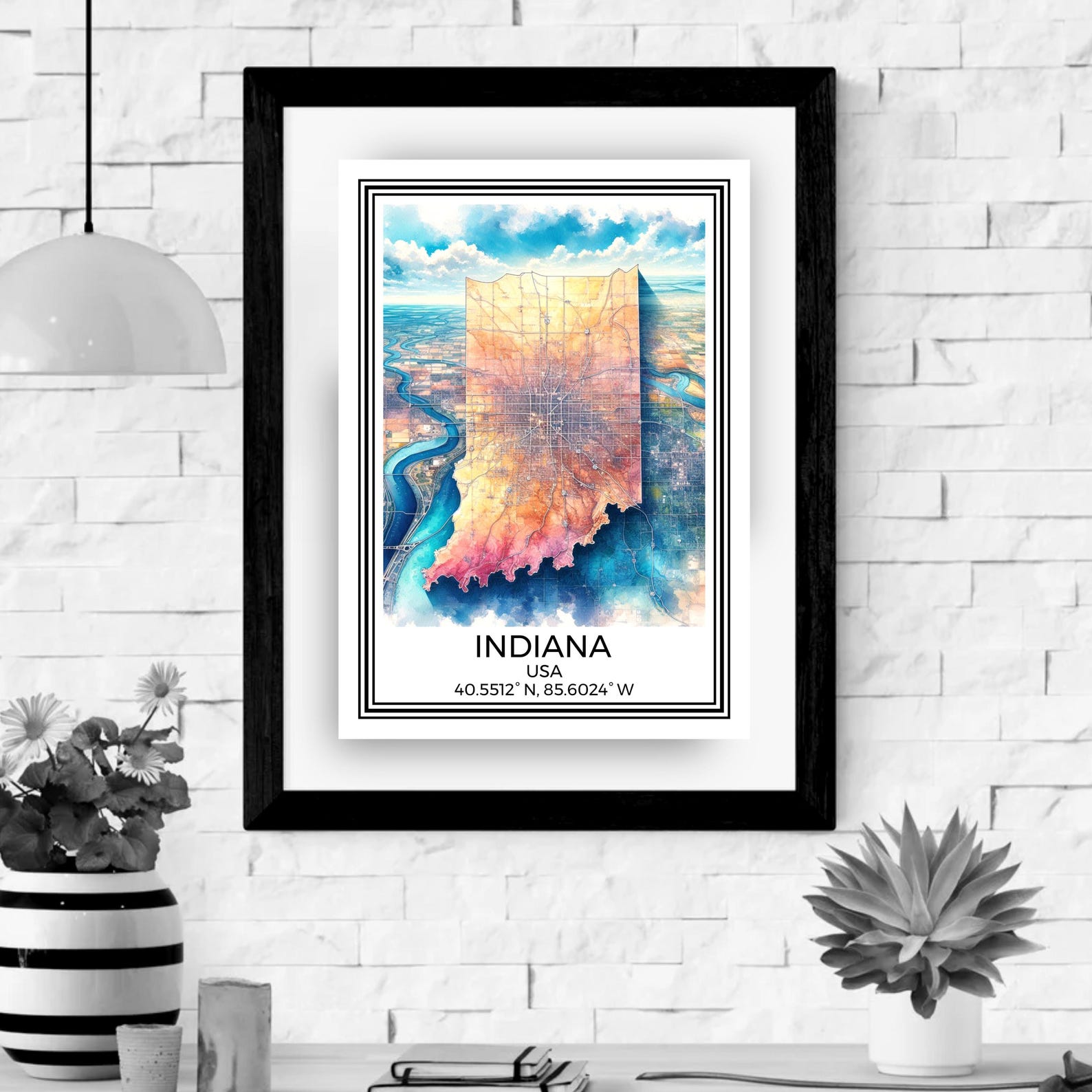 Indiana Map Print IN MAP State Map Art USA United States Map Art Poster ...