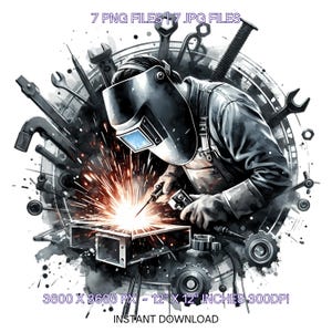 Watercolor Welding Clipart: Iron Worker Illustration (PNG & JPG) - Etsy